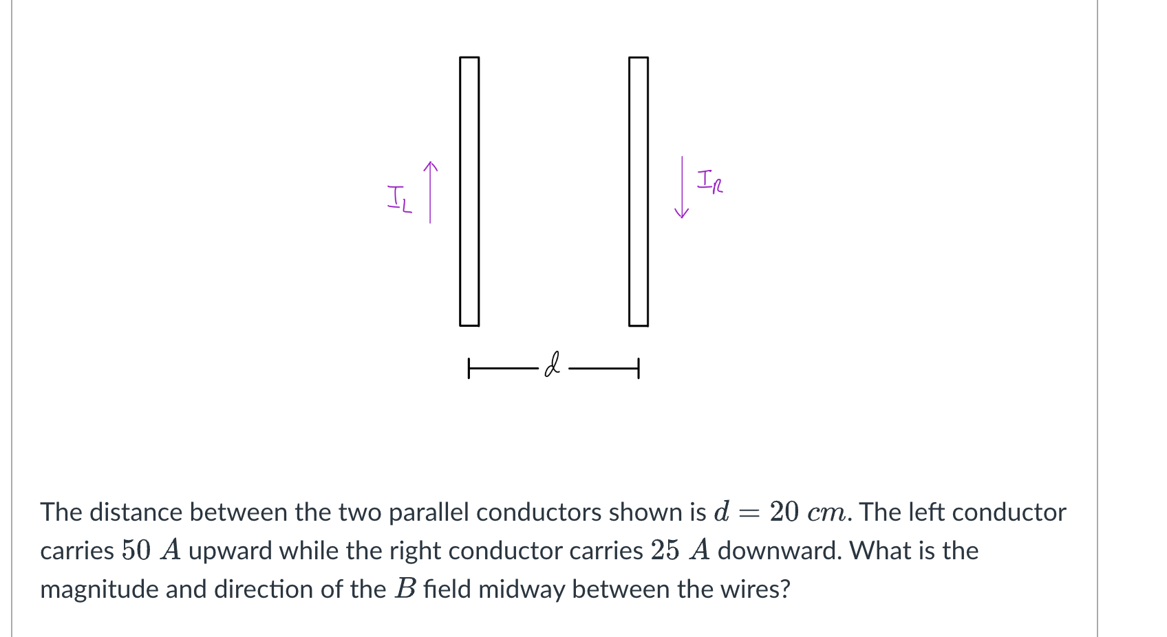 Solved The distance between the two parallel conductors | Chegg.com