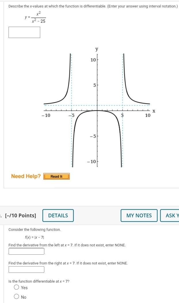 Solved Describe the x-values at which the function is | Chegg.com