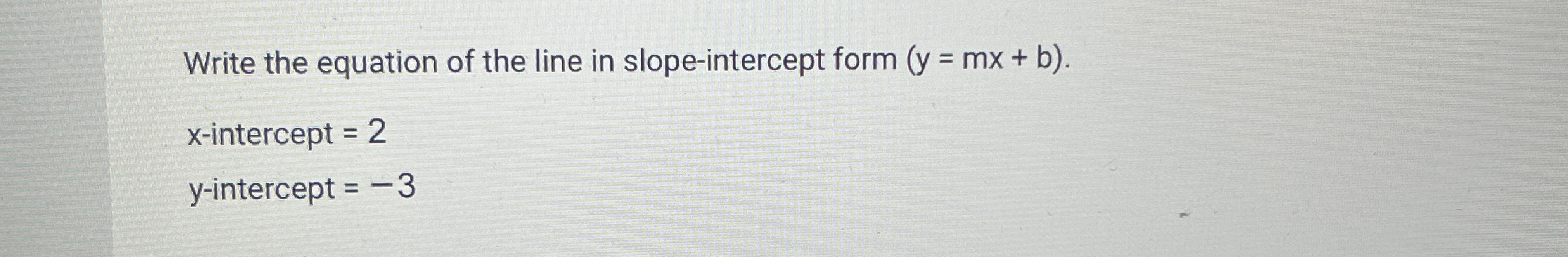 Solved Write the equation of the line in slope-intercept | Chegg.com