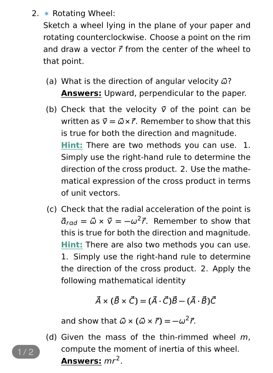 Solved Rotating Wheel:Sketch a wheel lying in the plane of | Chegg.com