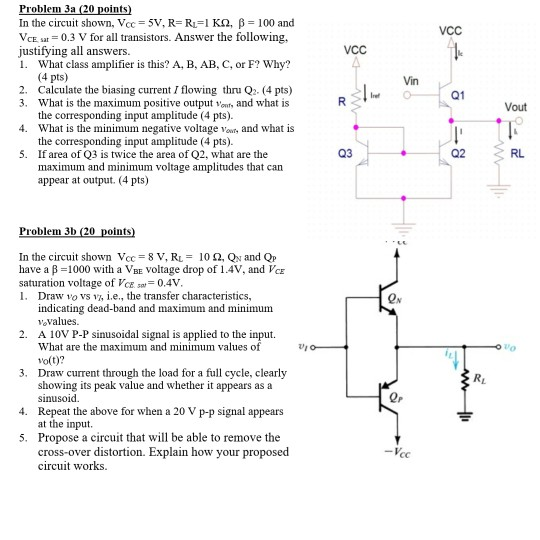 Solved VCC VCC Vin Problem 3a (20 points) In the circuit | Chegg.com