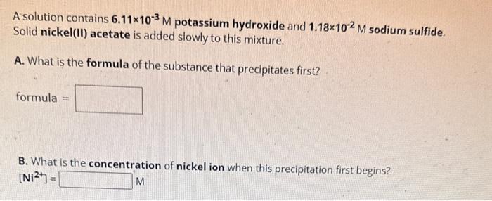 Solved A solution contains 1.25×10−2M iron(II) acetate and | Chegg.com
