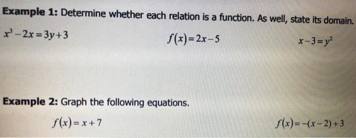 Solved Example 1: Determine whether each relation is a | Chegg.com