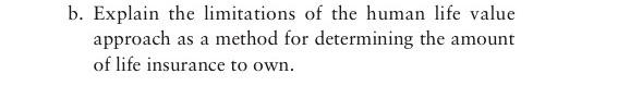 Solved b. Explain the limitations of the human life value | Chegg.com