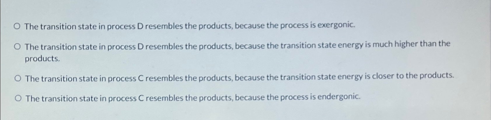 Solved The transition state in process D ﻿resembles the | Chegg.com