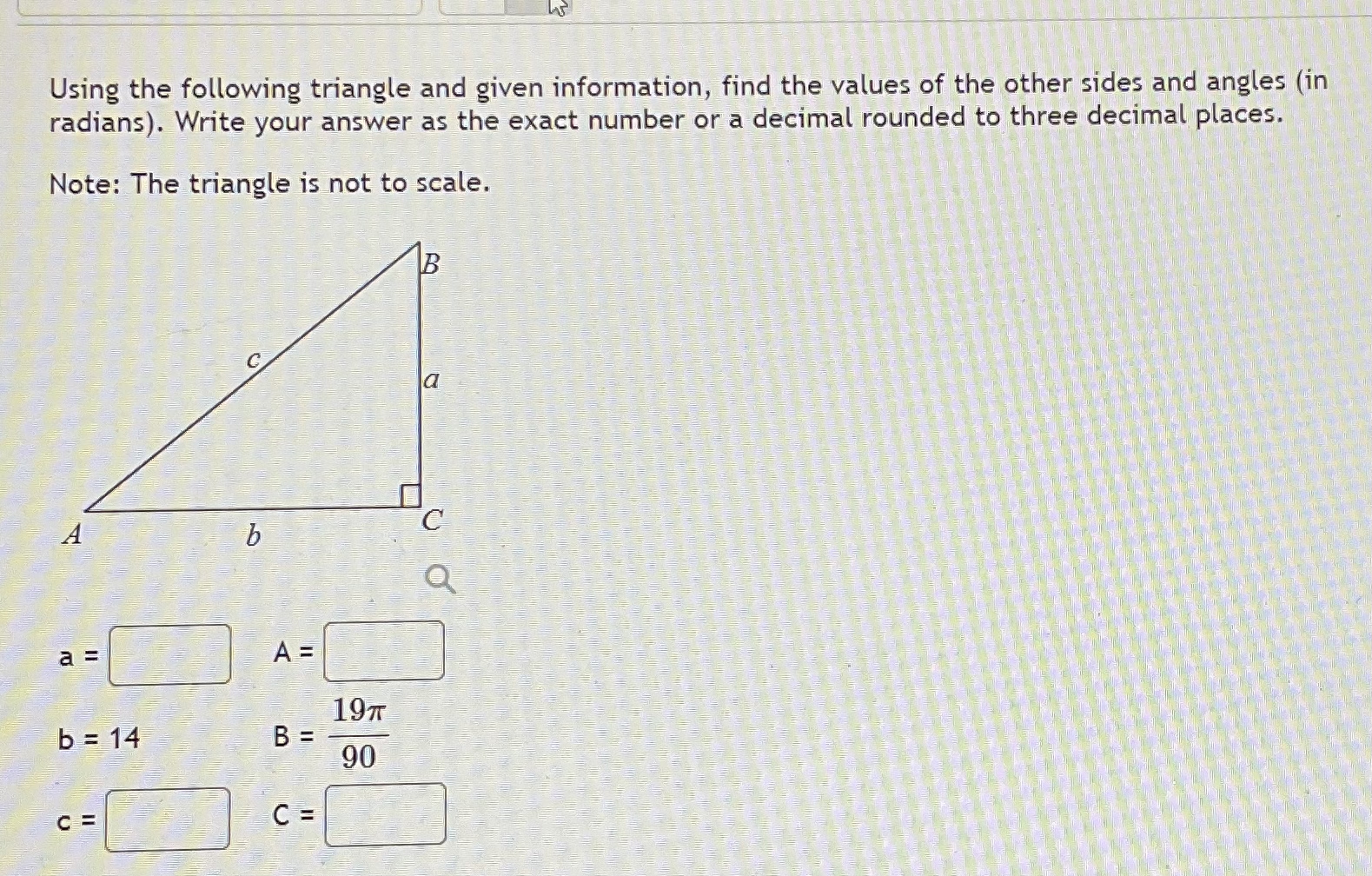 Solved Using the following triangle and given information, | Chegg.com