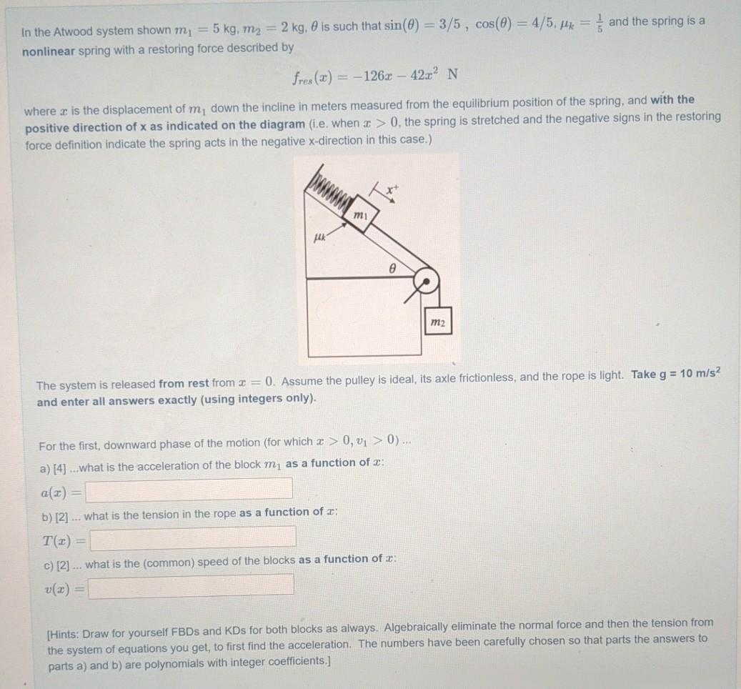 Solved In the Atwood system shown mı = 5 kg, m2 = 2 kg, 6 is | Chegg.com