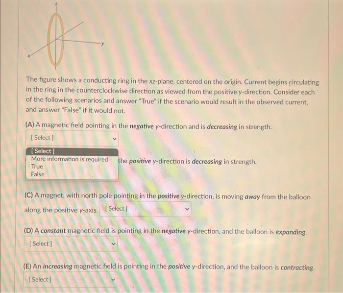 Solved The figure shows a conducting ring in the xz-plane, | Chegg.com