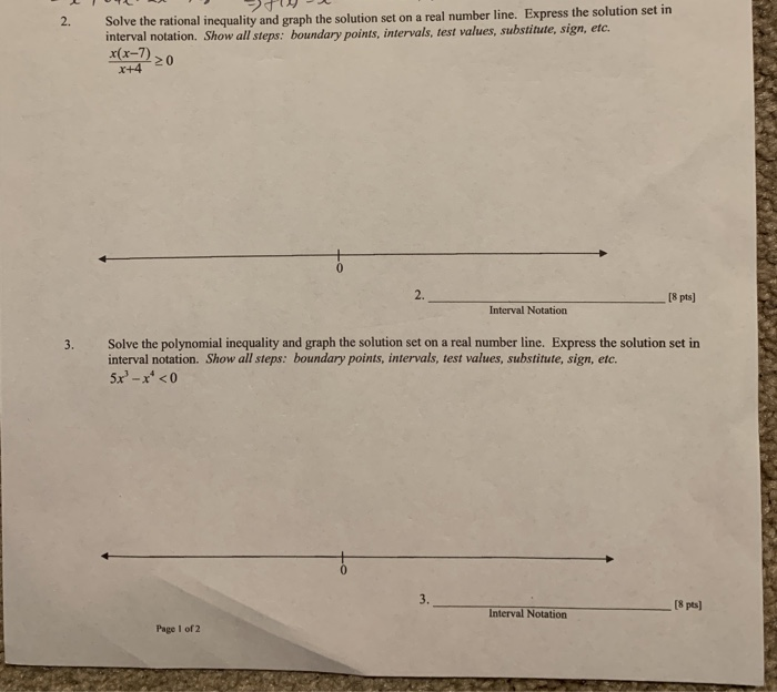 Solved 2. Solve the rational inequality and graph the | Chegg.com