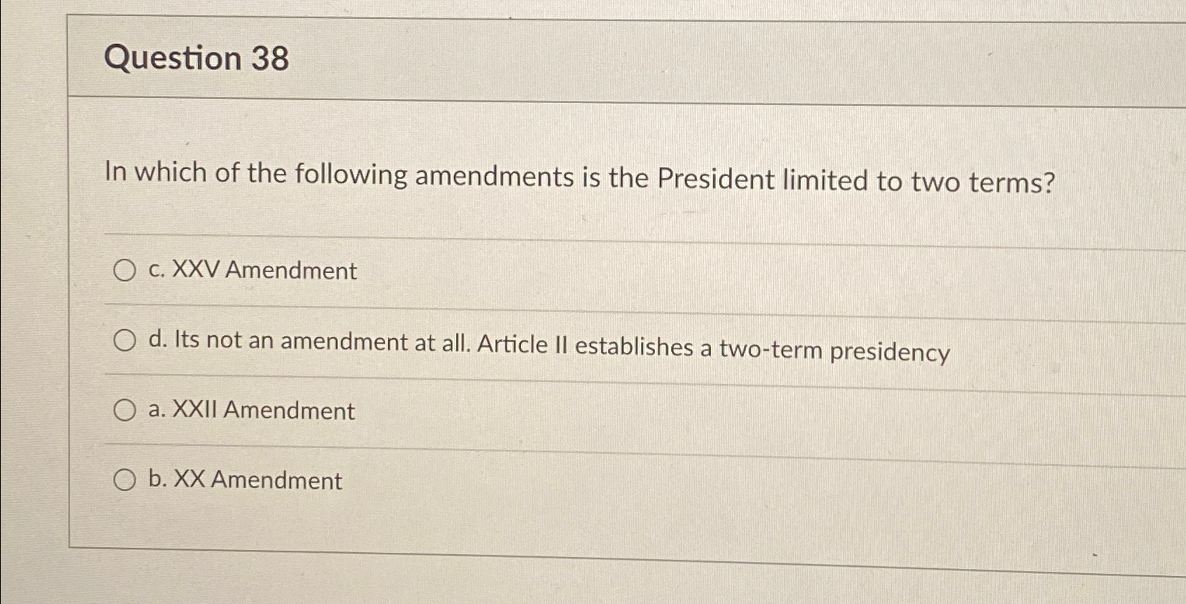 Solved Question 38In which of the following amendments is | Chegg.com