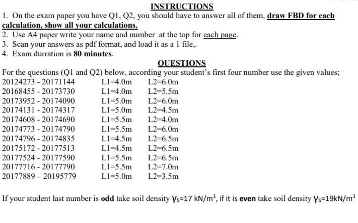 INSTRUCTIONS 1. On the exam paper you have Q1, Q2, | Chegg.com