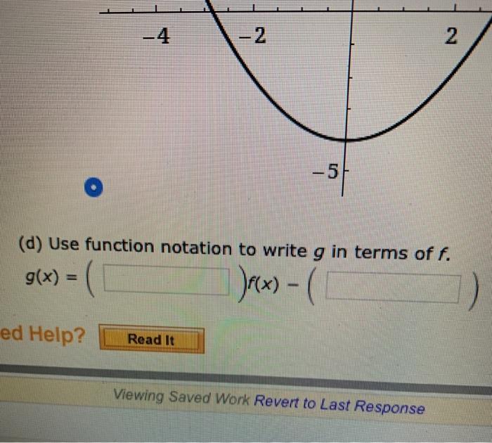 Solved 2 2 5 D Use Function Notation To Write G In Terms