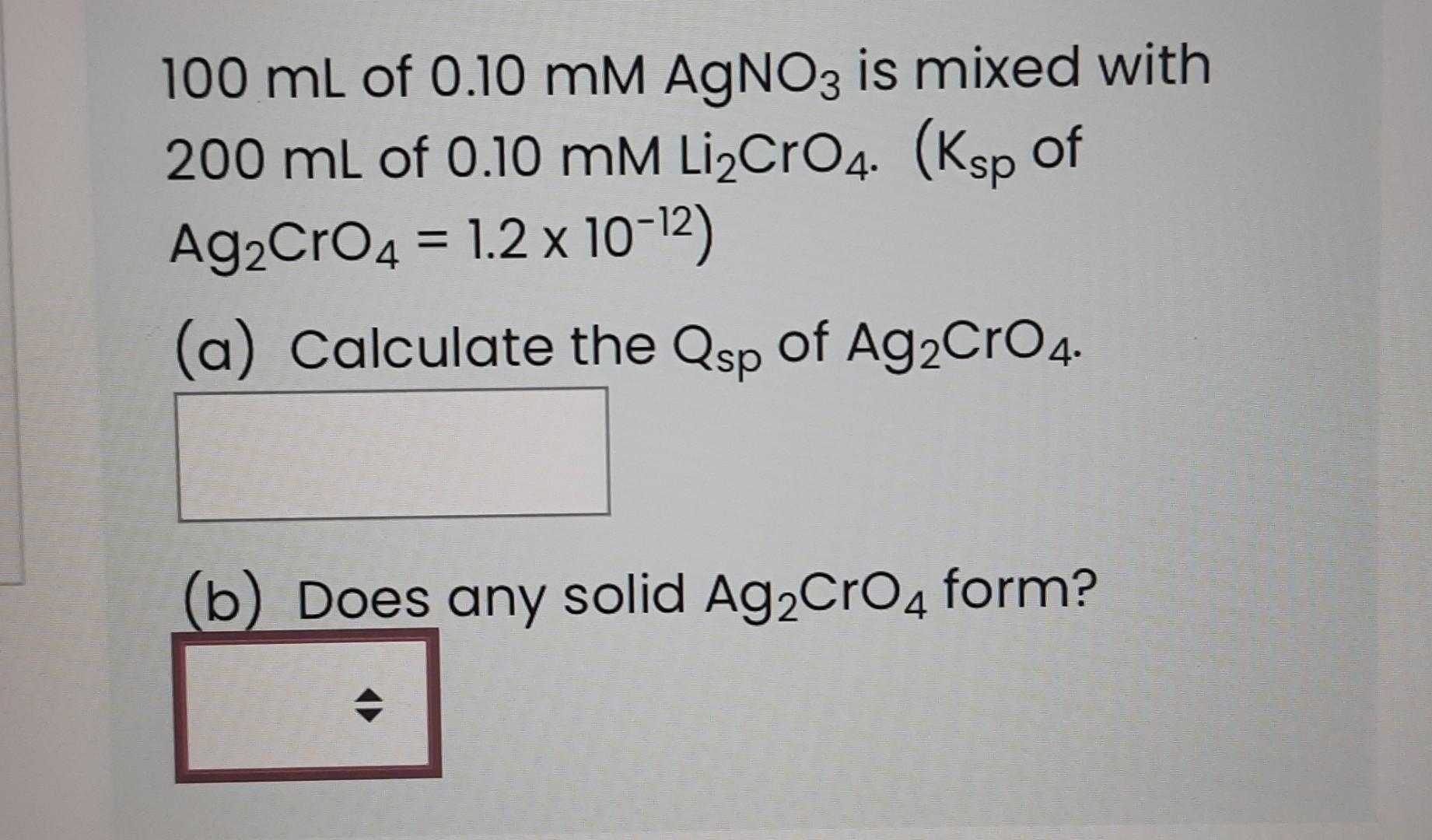 Solved 100 mL of 0.10mMAgNO3 is mixed with 200 mL of | Chegg.com