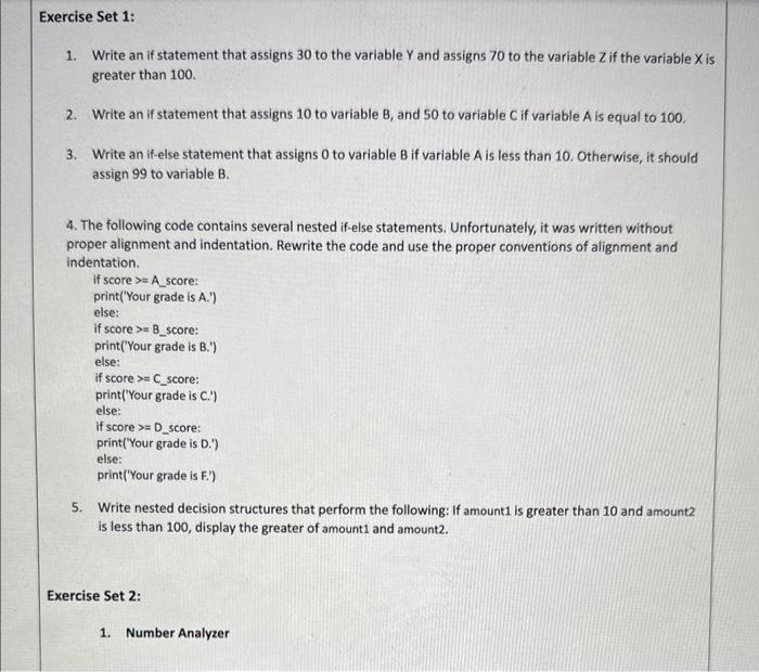 Solved 1 Write An If Statement That Assigns 30 To The