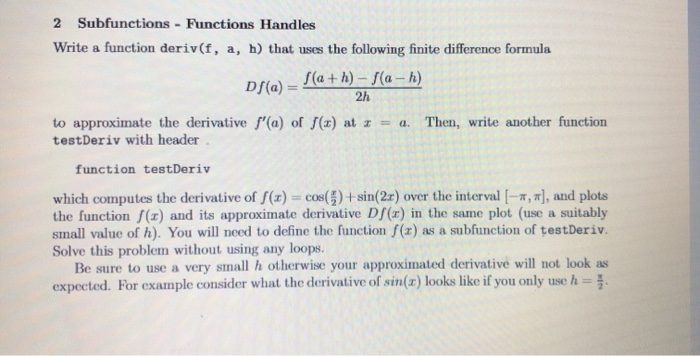 Solved 2 Subfunctions Functions Handles Write A Function