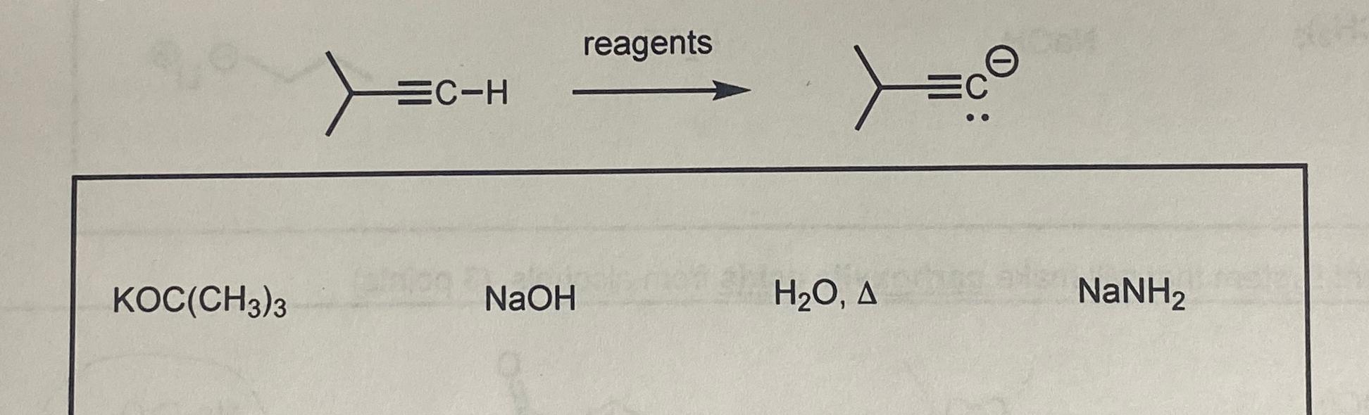 Solved Curcle the reagant that could be used to deprotanate | Chegg.com
