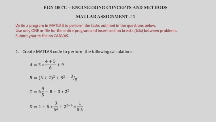 Solved EGN 1007C - ENGINEERING CONCEPTS AND METHODS MATLAB | Chegg.com