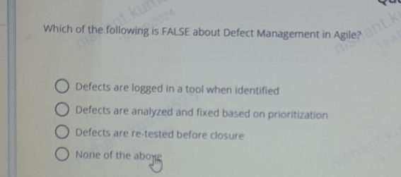 Solved Which of the following is FALSE about Defect | Chegg.com