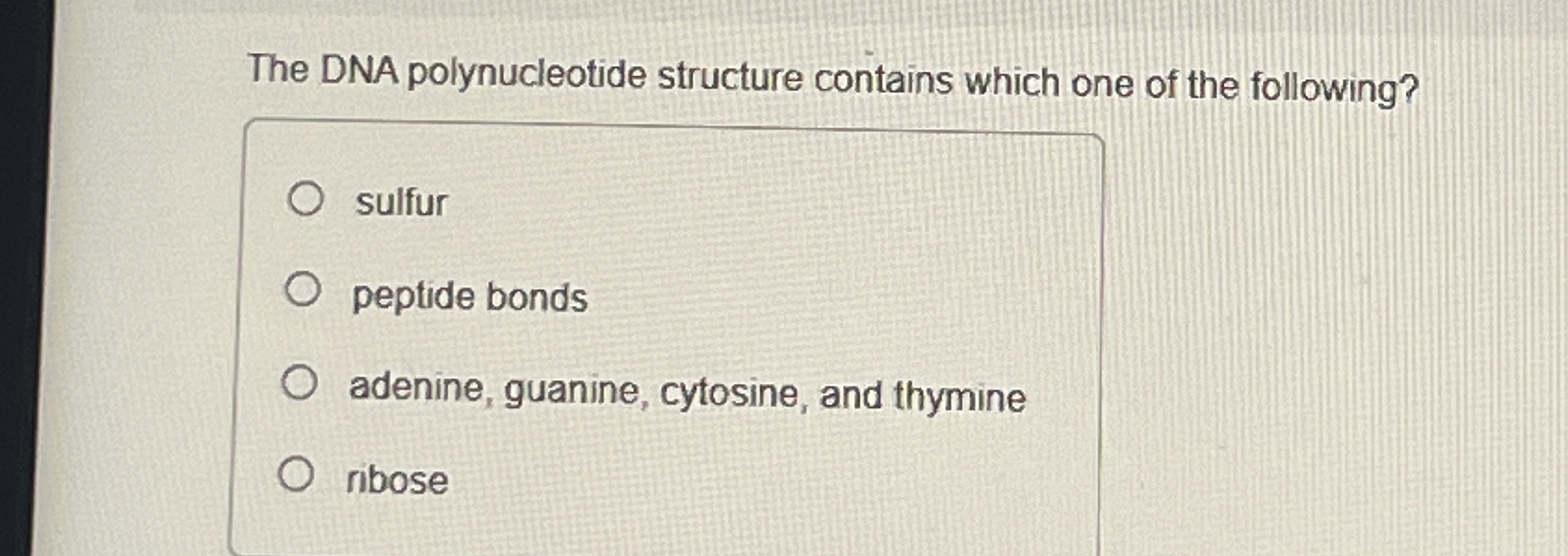 Solved The DNA polynucleotide structure contains which one | Chegg.com