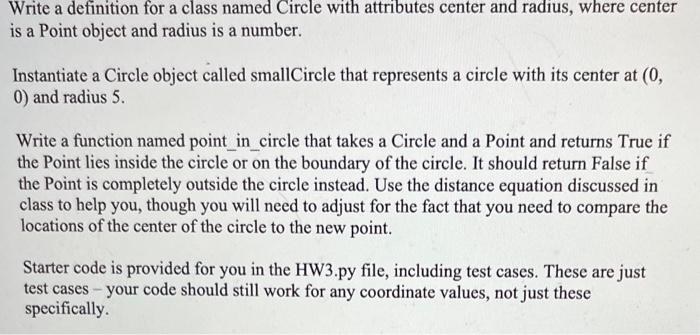 Solved Write A Definition For A Class Named Circle With
