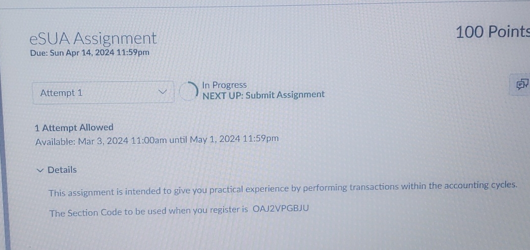 eSUA Assignment100 ﻿PointsDue: Sun Apr | Chegg.com