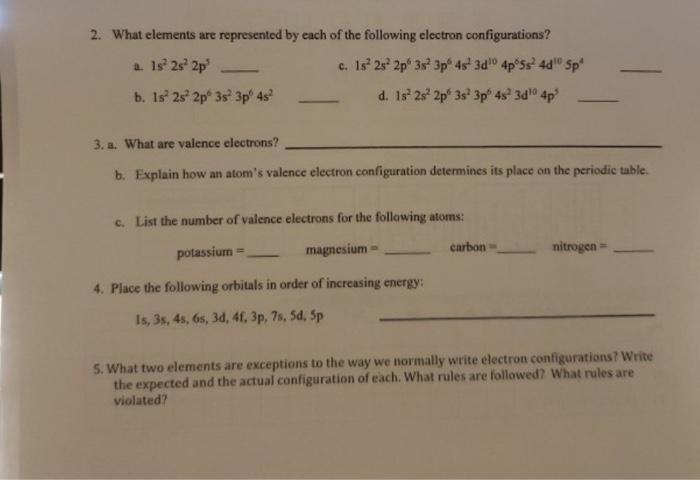 2. What elements are represented by each of the | Chegg.com