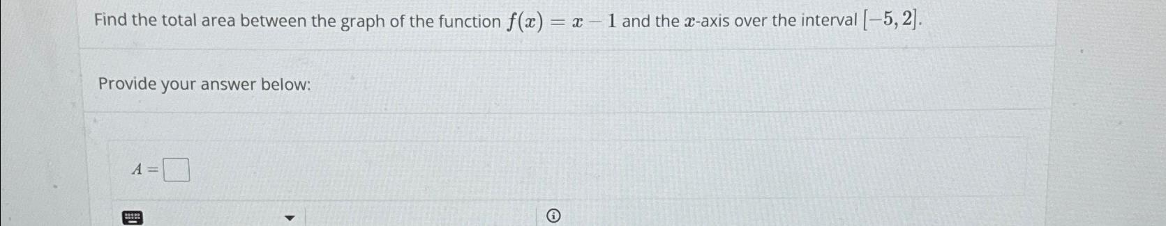 Solved Find the total area between the graph of the function | Chegg.com