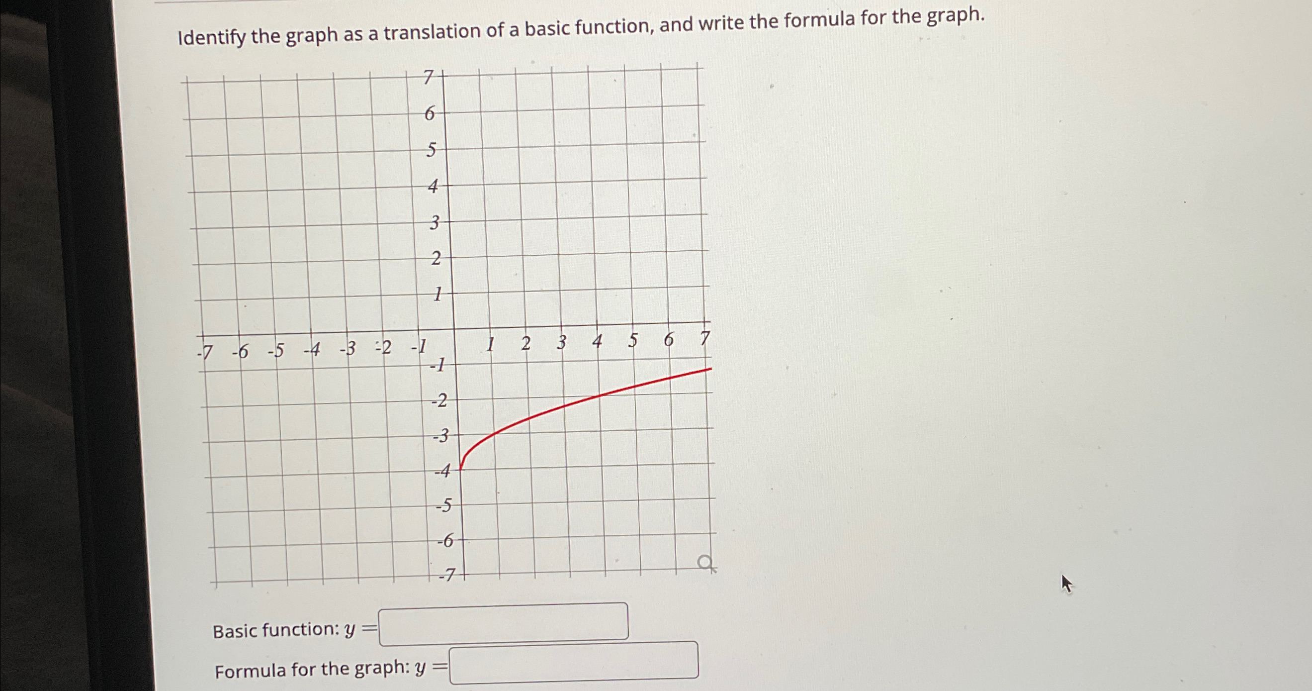 Solved Identify the graph as a translation of a basic | Chegg.com