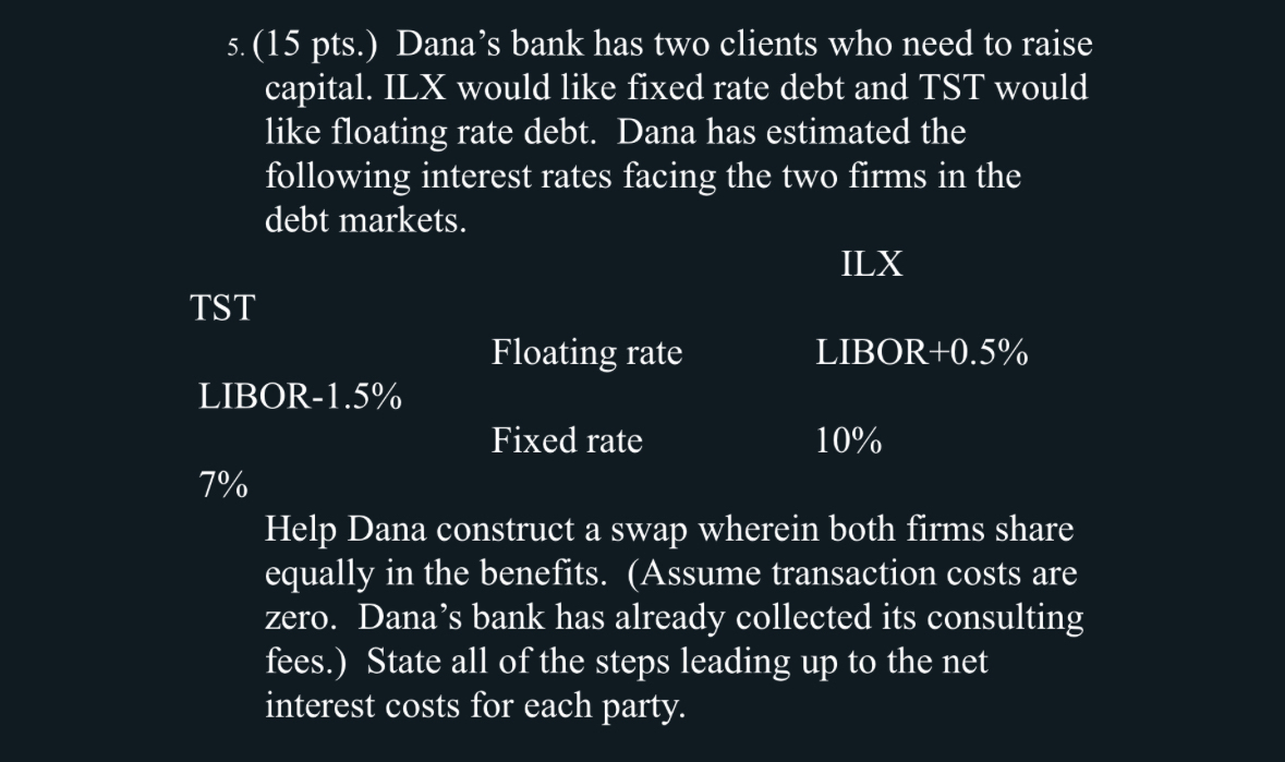 Solved 5.(15 ﻿pts.) ﻿Dana's bank has two clients who need to | Chegg.com