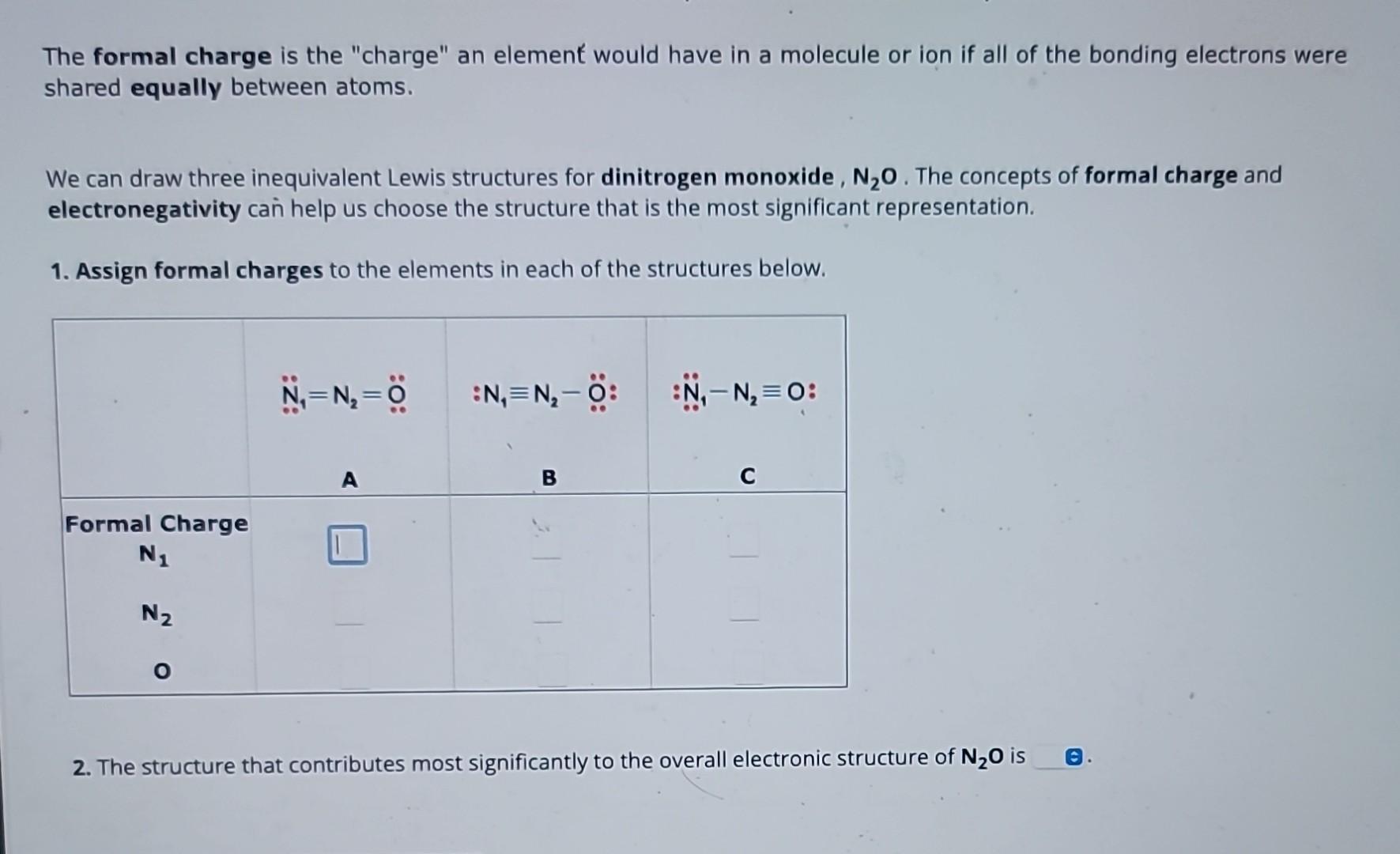 Solved The formal charge is the "charge" an element would | Chegg.com