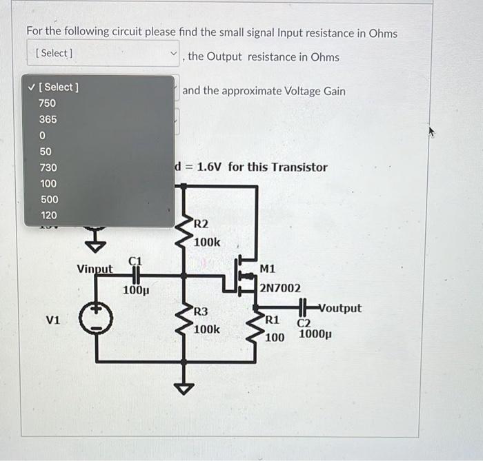 Solved For the following circuit please find the small | Chegg.com