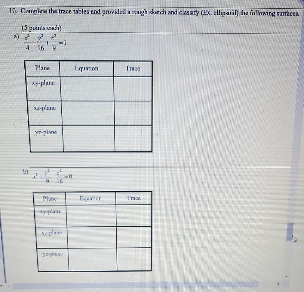 Solved 10. Complete the trace tables and provided a rough | Chegg.com