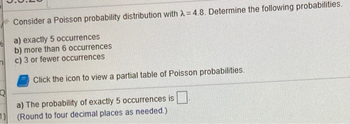 Solved Consider a Poisson probability distribution with 2 = | Chegg.com