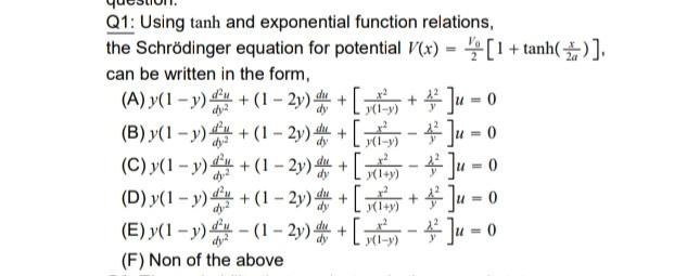 Solved Q1: Using tanh and exponential function relations, | Chegg.com