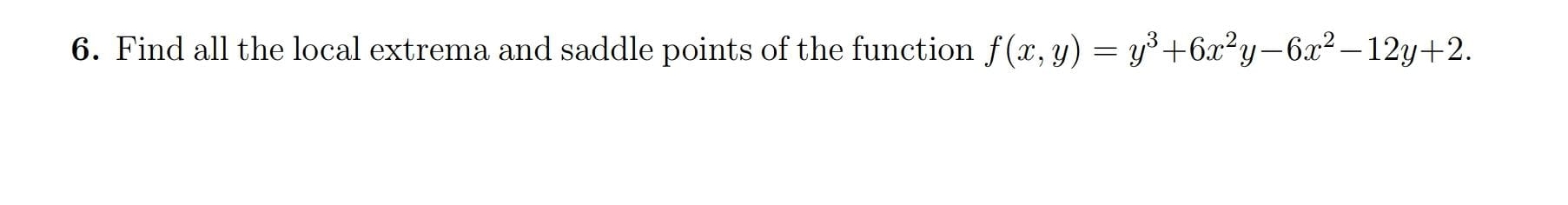 Solved Find all the local extrema and saddle points of the | Chegg.com