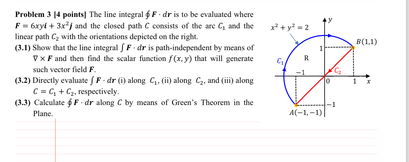 Solved Problem 3 [4 ﻿points] ﻿The line integral o∫﻿﻿F*dr ﻿is | Chegg.com