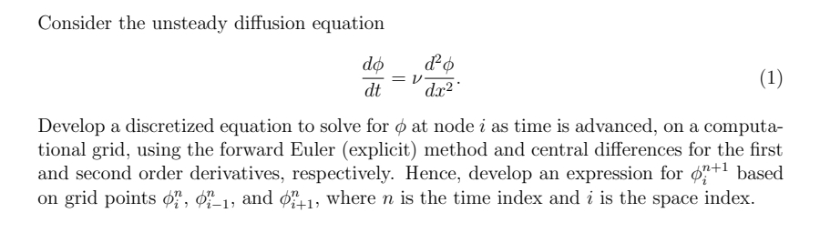 Solved Consider the unsteady diffusion | Chegg.com