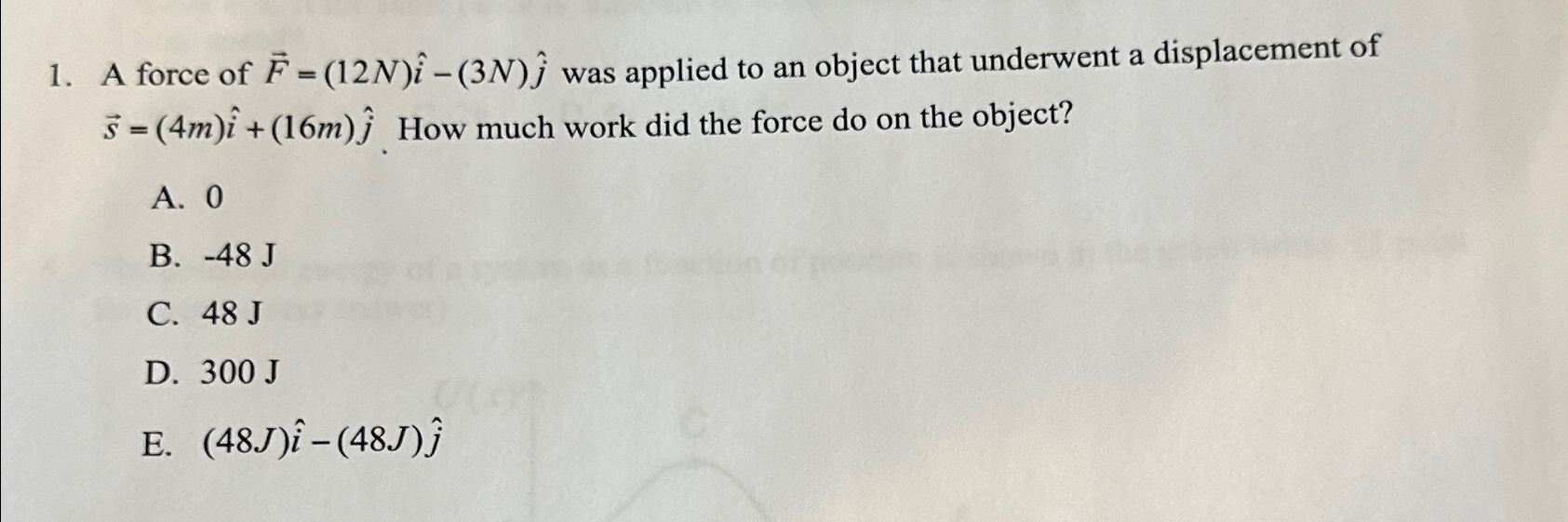 Solved A force of vec(F)=(12N)hat(i)-(3N)hat(j) ﻿was applied | Chegg.com