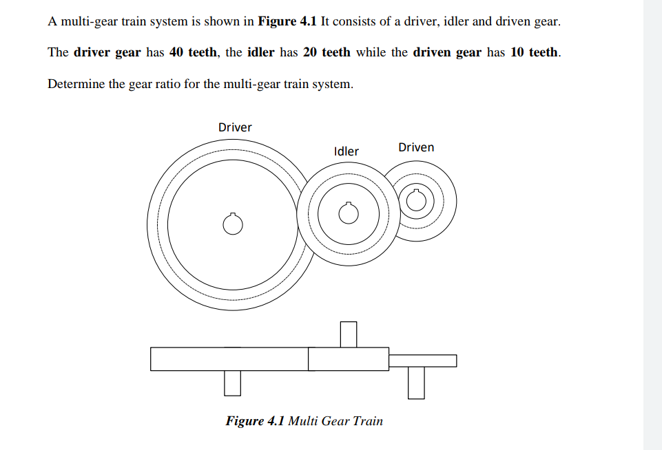 Solved A multi-gear train system is shown in Figure 4.1 It | Chegg.com