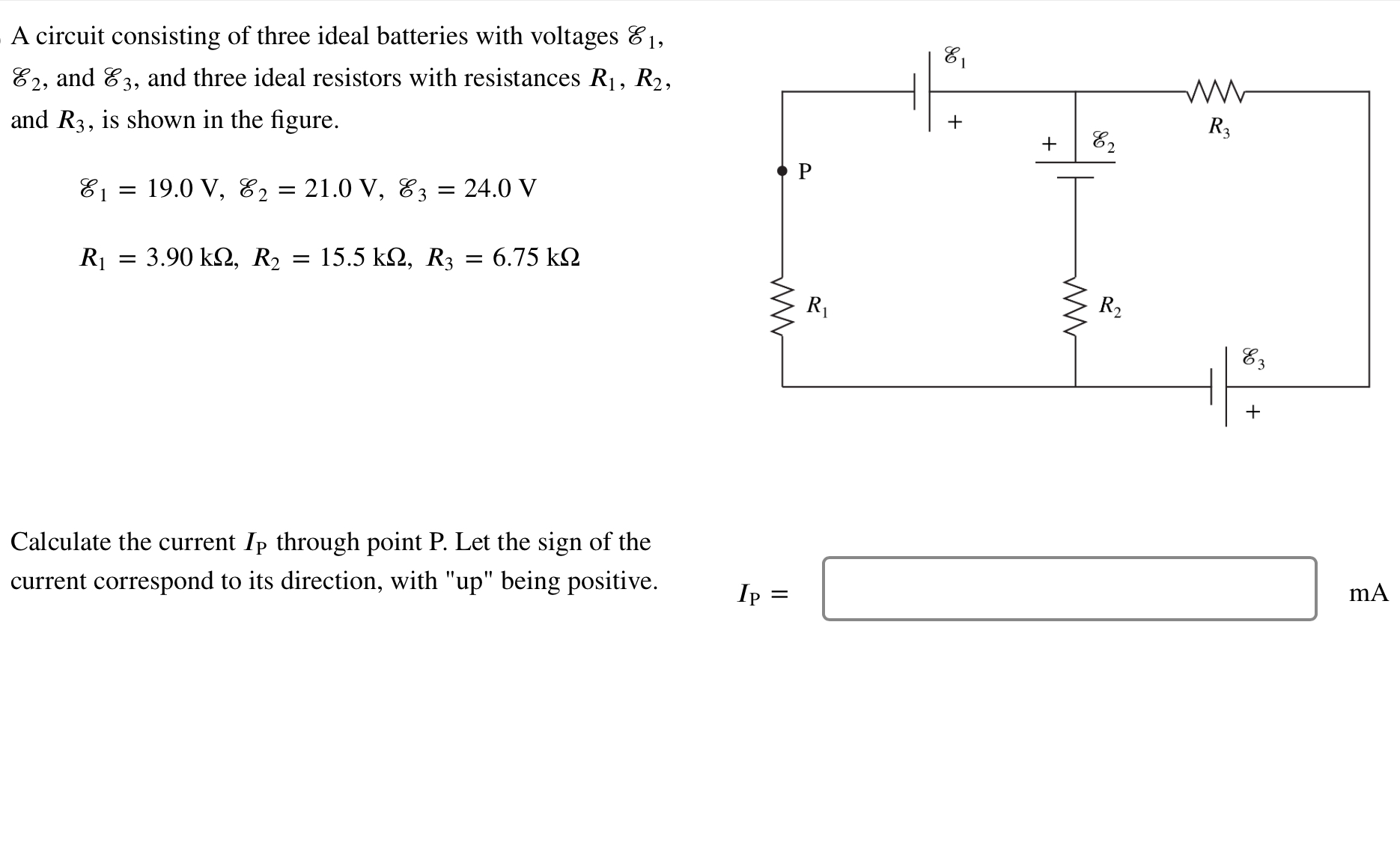 A circuit consisting of three ideal batteries with | Chegg.com
