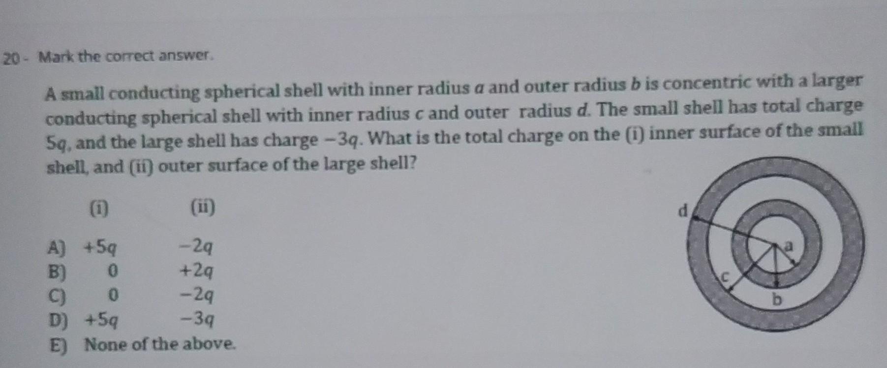 Solved 20 - Mark the correct answer. A small conducting | Chegg.com