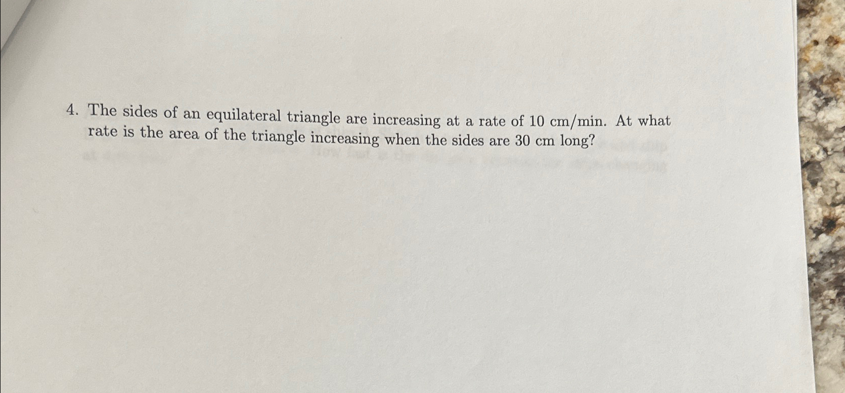 Solved The sides of an equilateral triangle are increasing | Chegg.com
