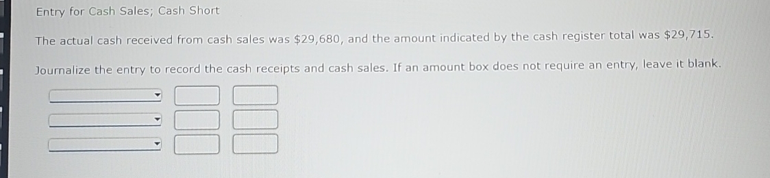 Solved Entry for Cash Sales; Cash ShortThe actual cash | Chegg.com