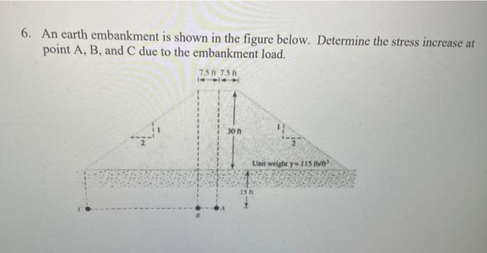 Solved 6. An earth embankment is shown in the figure below. | Chegg.com