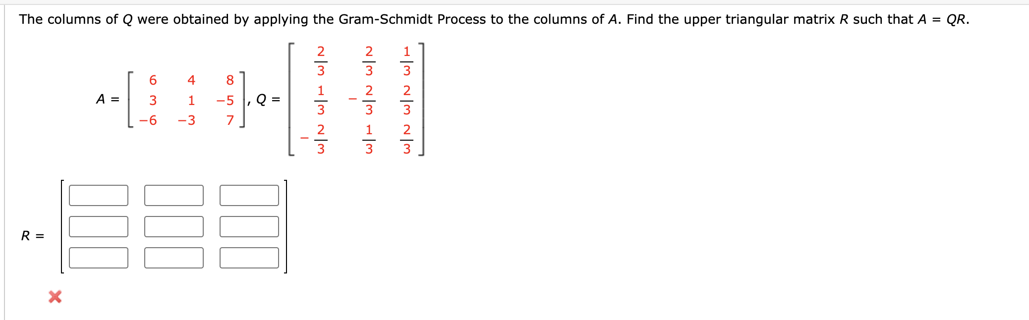 Solved The columns of Q ﻿were obtained by ﻿applying the | Chegg.com