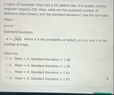 Solved A batch of computer chips has a 2% ﻿defect rate. If a | Chegg.com