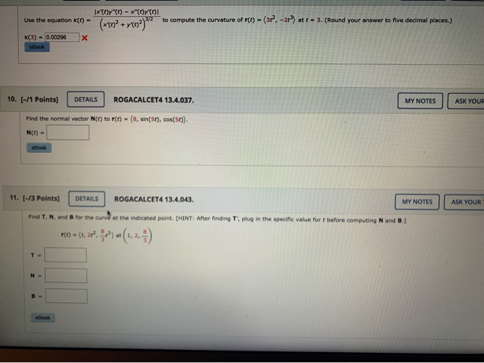 Solved Use the equation x(t)= |x^ prime (t)y^ prime prime | Chegg.com