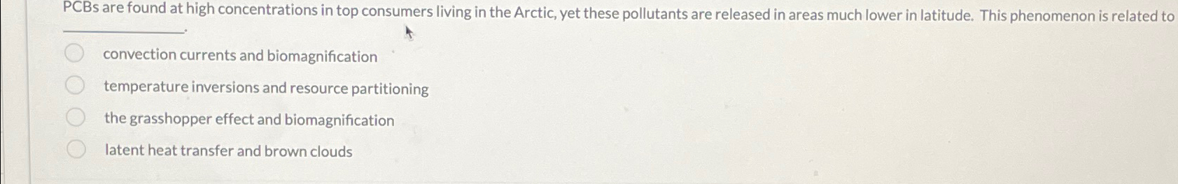 Solved PCBs are found at high concentrations in top | Chegg.com