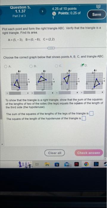 Solved Plot each point and form the night triangle ABC. | Chegg.com
