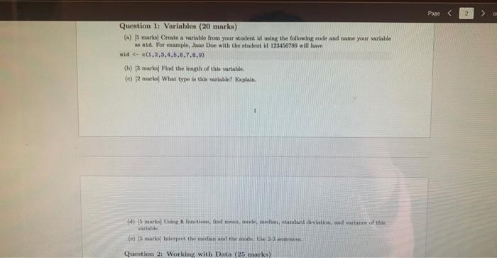 Solved (d) [5 marks] Using R functions, find mean, mode, | Chegg.com